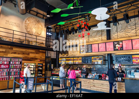 Interior of Starbucks Coffee shop in South Mimms motorway services on ...