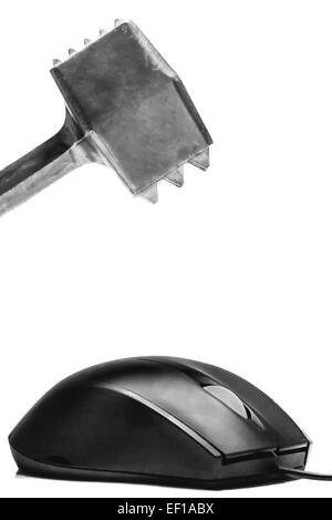 Computer mouse black and hammer isolate digital technique Stock Photo ...