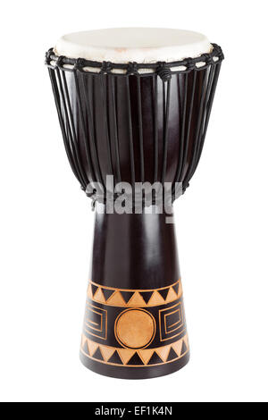 A djembe or jembe. Traditional african drum on brick wall. Decor Stock ...
