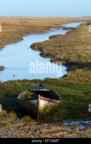Old wreck boat Brancaster salt marsh Stock Photo - Alamy