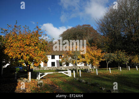 Thatched Cottages at Manaton village in Dartmoor National Park Devon ...