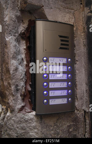 doorbells and apartment buzzers in an old house in tarragona catalonia ...