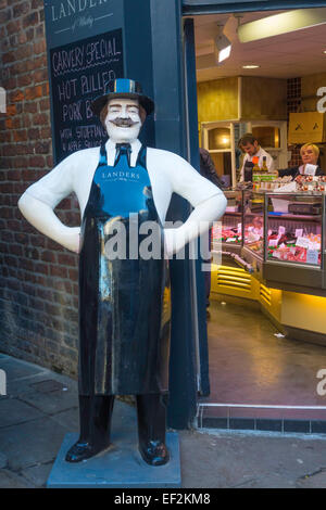 Landers butchers shop with a life size black butcher dummy in Whitby ...
