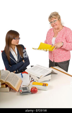 Female teacher reprimanding a female student Stock Photo - Alamy