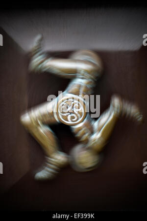 ISLE OF MAN; THE THREE LEGS OF MAN EMBLEM ON THE LAXEY WHEEL Stock ...