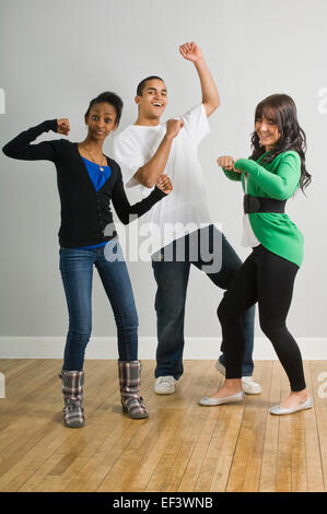 Man with three kids dancing Stock Photo - Alamy
