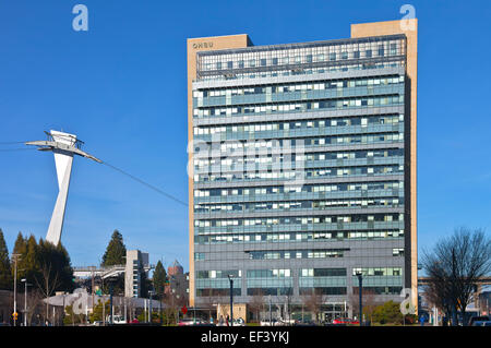 The Portland Aerial Tram OHSU center station located in Portland Oregon ...