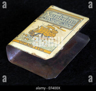 The Neptune Navy Cut cigarettes matchbox holder, shown from the back ...