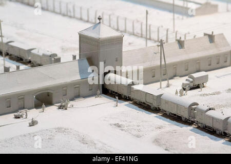 Auschwitz Birkenau Concentration camp; model of the gas chamber and ...