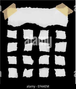 Torned vector brown note papers on white background Stock Photo - Alamy