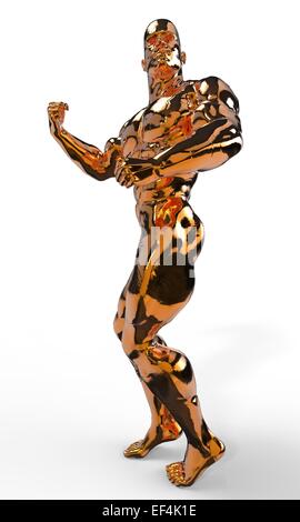 Gold bodybuilder figure in various poses and angles Stock Photo - Alamy