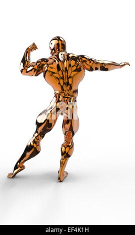 Gold bodybuilder figure in various poses and angles Stock Photo - Alamy