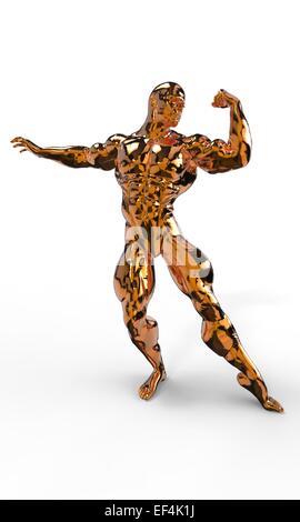 Gold bodybuilder figure in various poses and angles Stock Photo - Alamy