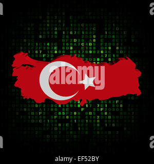 Turkey map flag on hex code illustration Stock Photo - Alamy