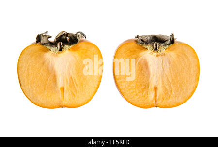 Persimmon or Sharon Fruit cut open showing flesh Stock Photo - Alamy
