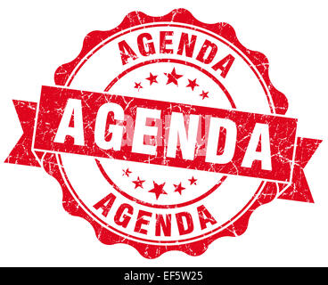 Agenda red grunge textured vintage isolated stamp Stock Photo - Alamy