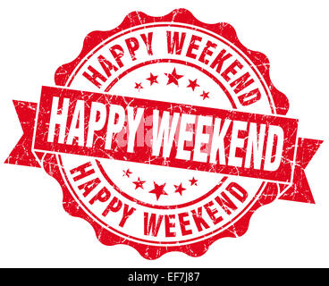happy weekend red grunge round vintage rubber stamp Stock Photo - Alamy