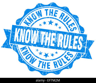know the rules blue round grunge vintage ribbon stamp Stock Photo - Alamy
