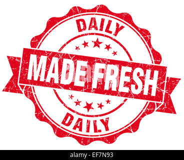 made fresh daily red grunge round vintage rubber stamp Stock Photo - Alamy