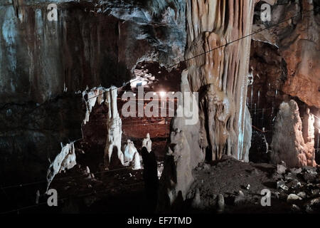 Israel, Galilee, Manot cave. Archaeological excavations by the Israel ...