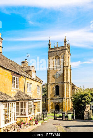 Blockley Church of St Peter & St Paul in the autumn at sunrise ...