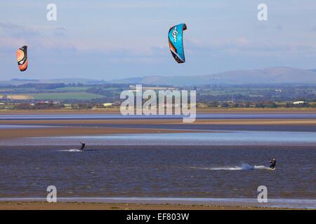 Kitesurfing Solway Coast. Cumbria, England, United Kingdom Stock Photo ...