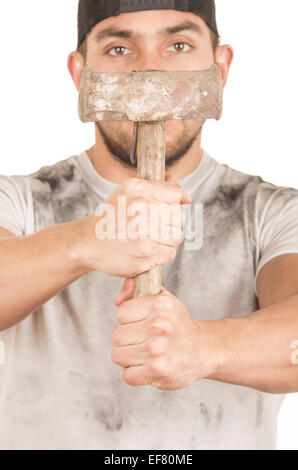 young muscular latin janitor Stock Photo - Alamy