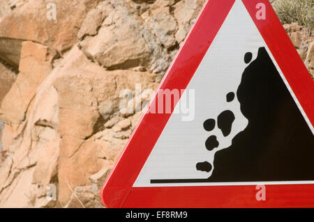 Falling rock warning road sign, New Mexico, USA Stock Photo: 29770524 ...