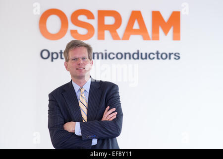 The CEO of semiconductor manufacturer Osram Opto, Aldo Kamper, leans ...