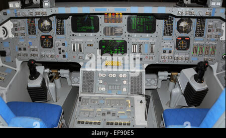 Space shuttle dashboard. Spaceship cockpit with lots of control buttons ...