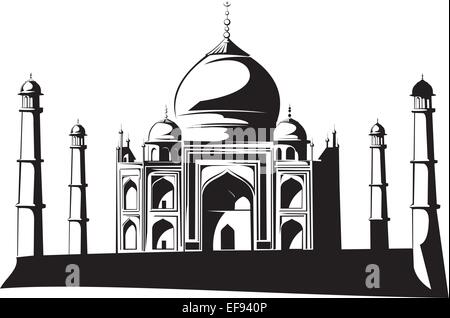 Taj Mahal palace. Landmark in India. Vector illustration Stock Vector ...