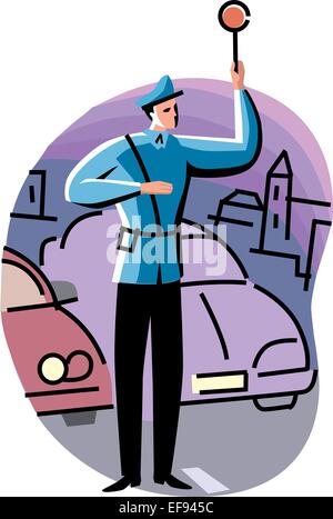 Traffic Cop directing traffic. Vector Illustration cartoon Stock Vector ...