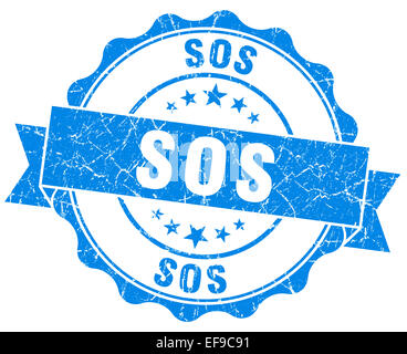 emergency blue grunge seal isolated on white Stock Photo - Alamy