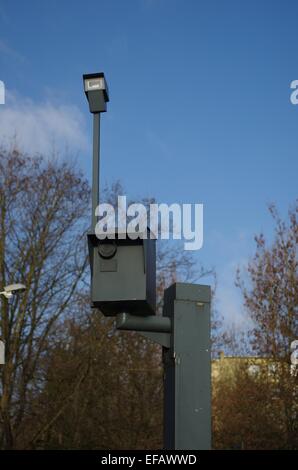 Radar speed control camera at the highway in Abu Dhabi, United Arab ...