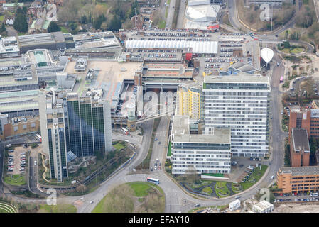 Aerial view of Basingstoke Town centre showing Festival Place Churchill ...