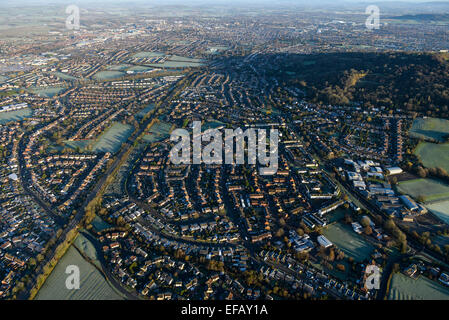 An aerial view of the Gloucester suburb of Tuffley with Quedgeley ...