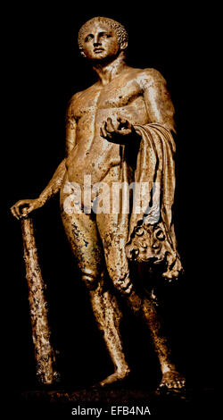 Heracles with club, lion skin and golden apples. The statue was found ...