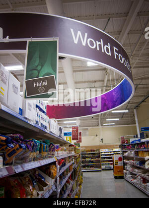 World foods signage in a supermarket (Tesco) in Bradford, UK Stock ...
