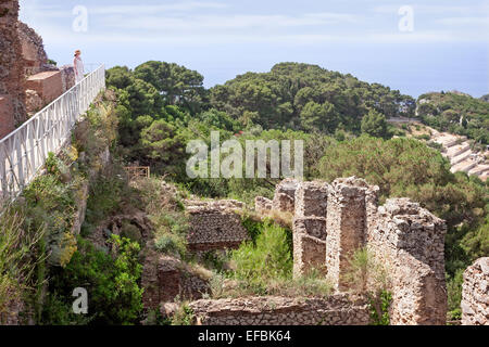 Ancient roman ruins of Villa Jovis built by emperor Tiberius is located ...