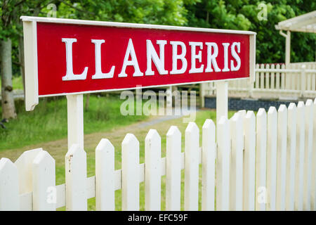 Sign for Llanberis Lake Railway station Stock Photo - Alamy