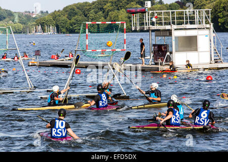 Biggest canoe polo tournament at "Baldeneysee" lake, river Ruhr, in ...