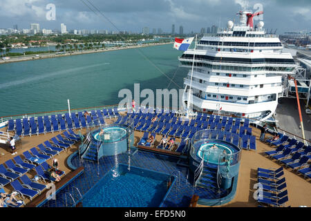 Aerial view of the Port of Miami cruise ship terminal and cargo in ...