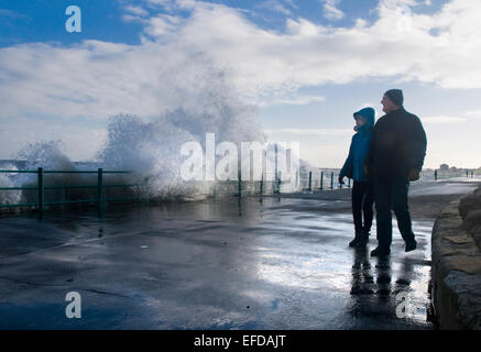 UK Weather: Sunderland, UK. 1st February, 2015. Stormy seas pound the ...