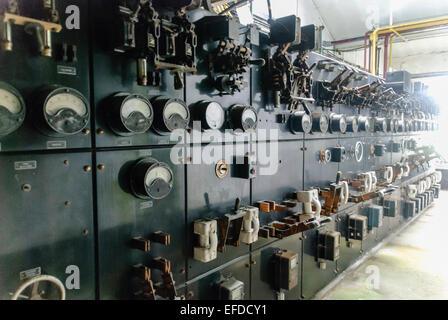 Control panel with switches gauges fuses meters flow controls in ...