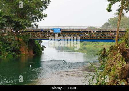 Border bridge between Cyangugu (Rwanda) and Bukavu (Congo Stock Photo ...