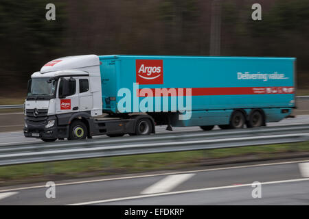 M25 motorway Argos store delivery lorry and Morrisons supermarket truck ...