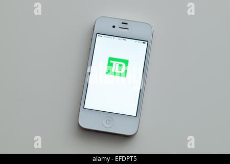 A view of the logo and homescreen of the TD Bank mobile banking app on ...