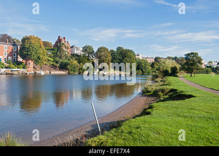 River; Dee; rowing; meadows, autumn. colours; light; Chester; Cheshire ...