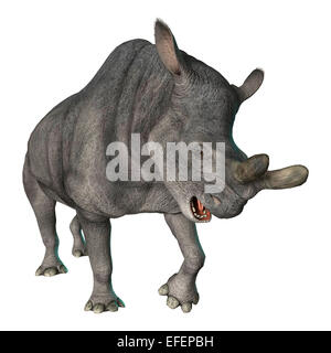 3D digital render of a Brontotherium or thunder beast isolated on white ...