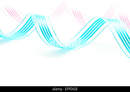 Beautiful fabric blue and pink ribbon, isolated on a white background ...